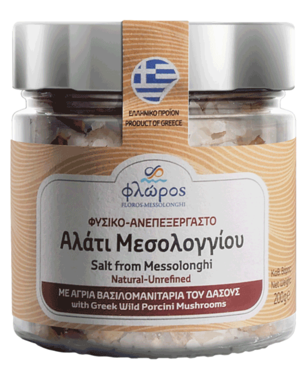 Floros Messolonghi Sea Salt with Greek wild Porcini Mushrooms - Jar ...