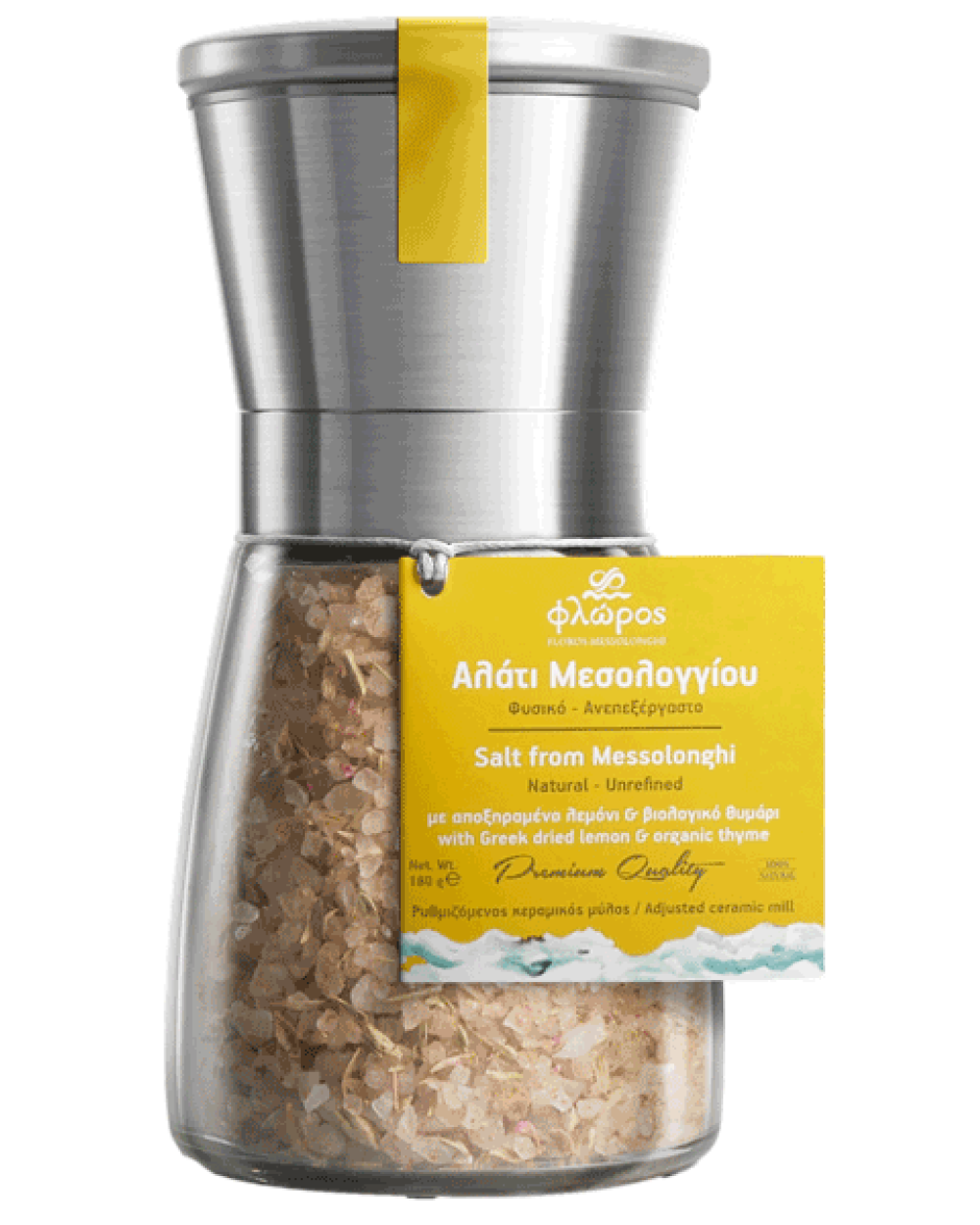 Floros Messolonghi sea salt with dried lemon & organic thyme - Mill ...