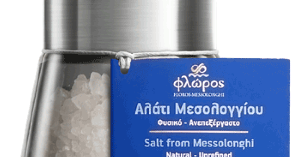 Floros Natural Unprocessed Messolonghi Sea Salt - Mill 180gr | Greece ...